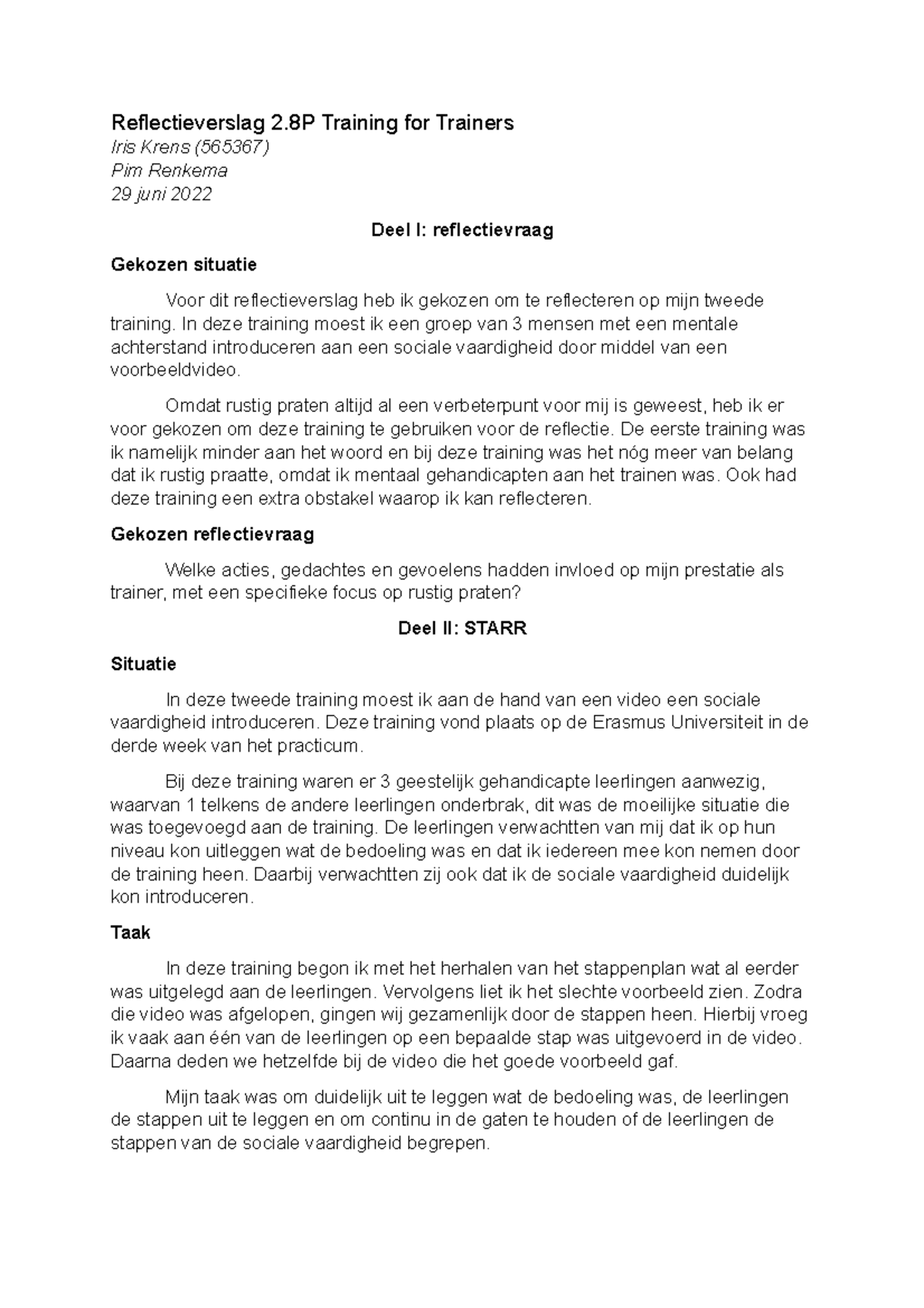 Reflectieverslag 2 - persoonlijke reflectie - Reflectieverslag 2 ...