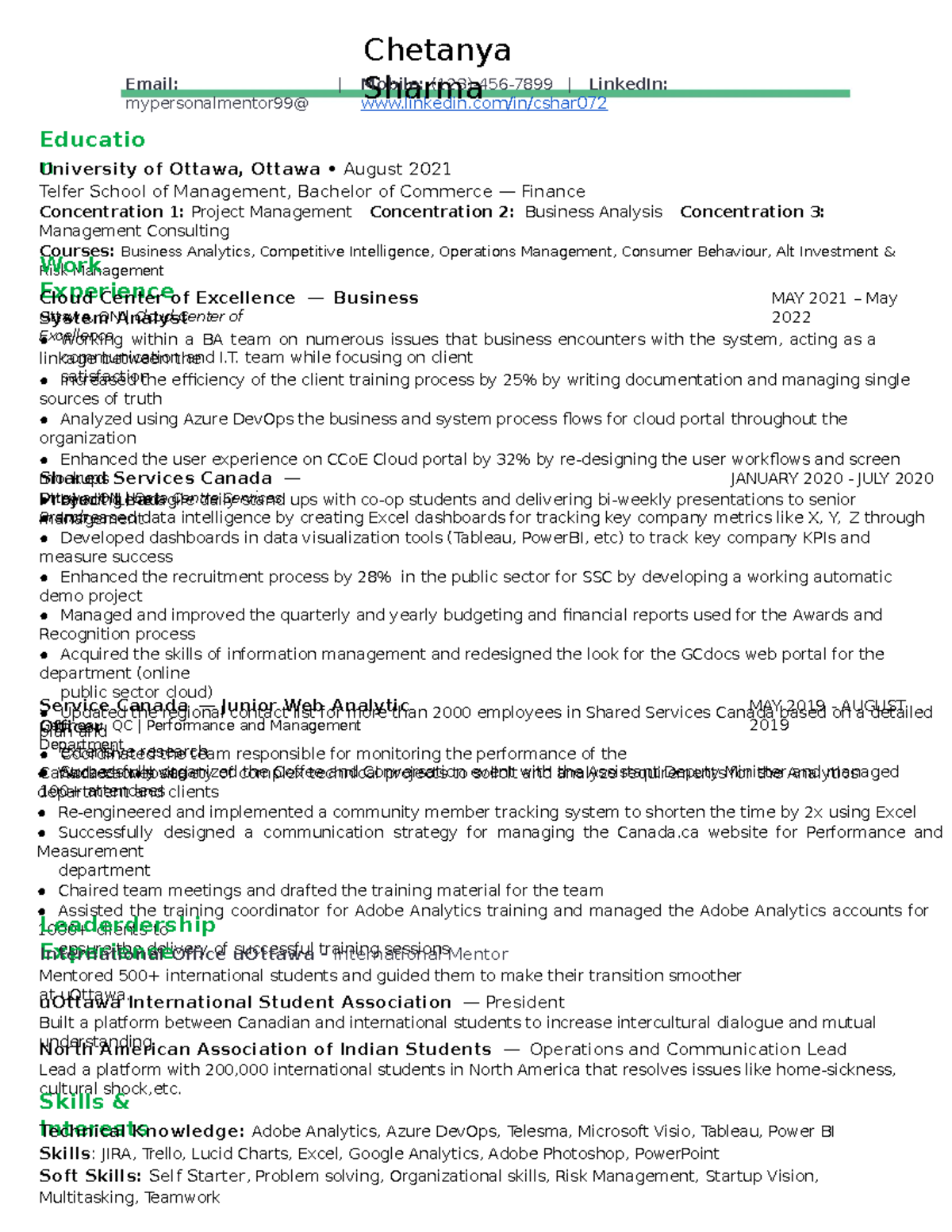 MPM Editable Resume Template Full Time - Chetanya Email: Sharma mypersonalmentor99@ | Mobile ...