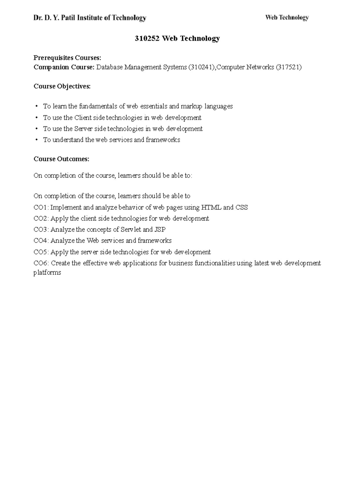 WT Unit 1 Notes - 310252 Web Technology Prerequisites Courses ...