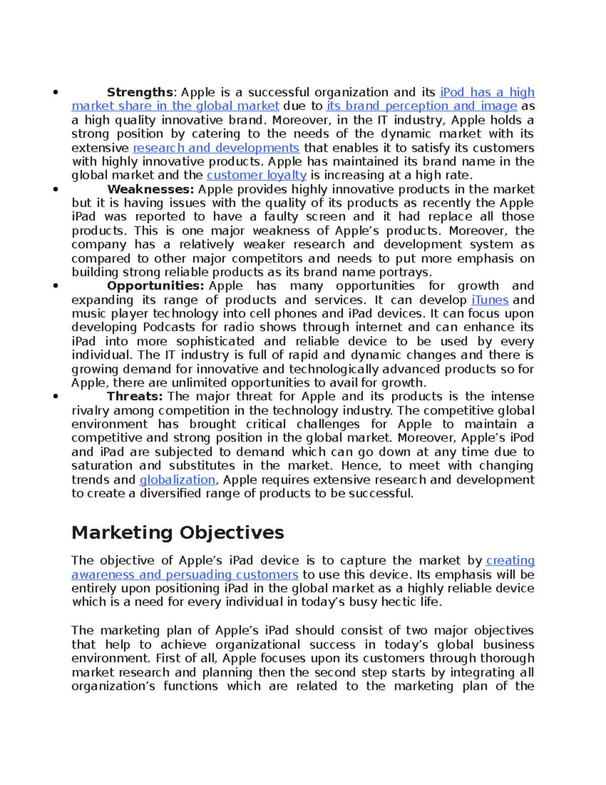 Apple Case study for - Strengths : Apple is a successful organization ...