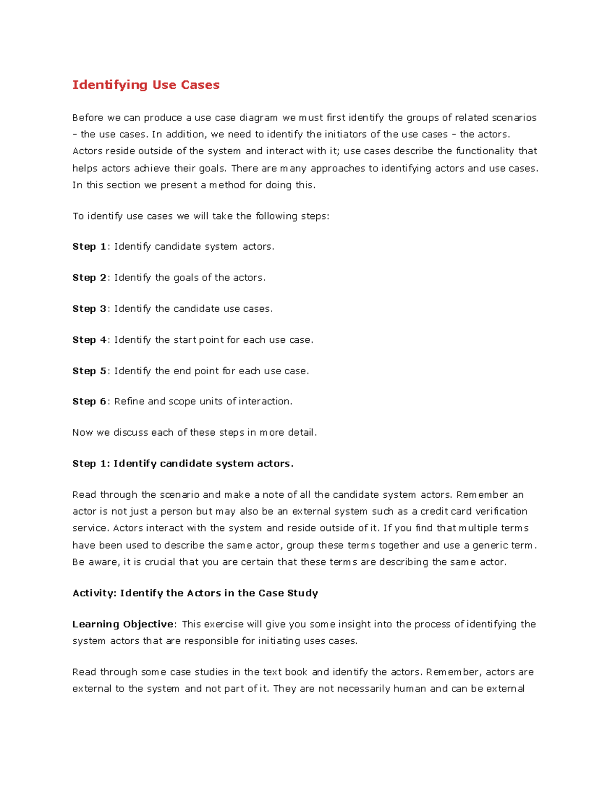 Steps To Identifying Use Cases Identifying Use Cases Before We Can