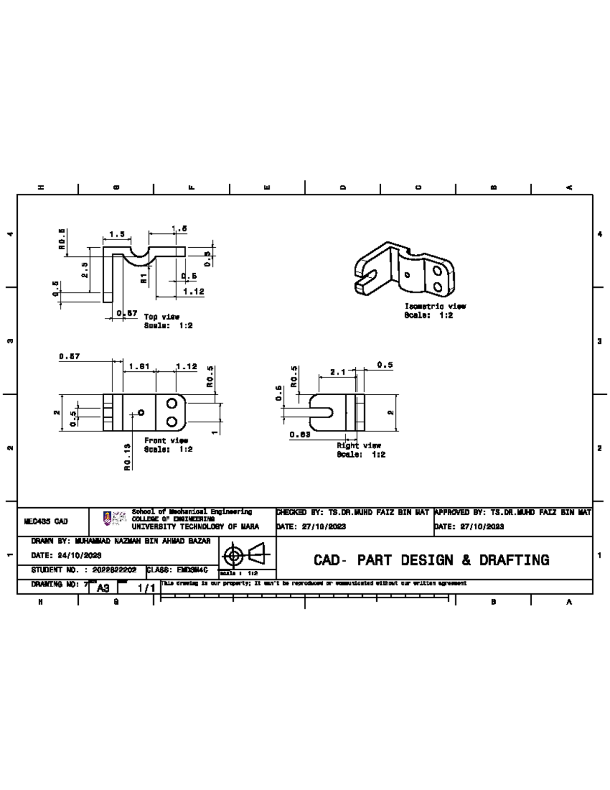 Drafting part 7 - practice - Computer aid Design - Studocu