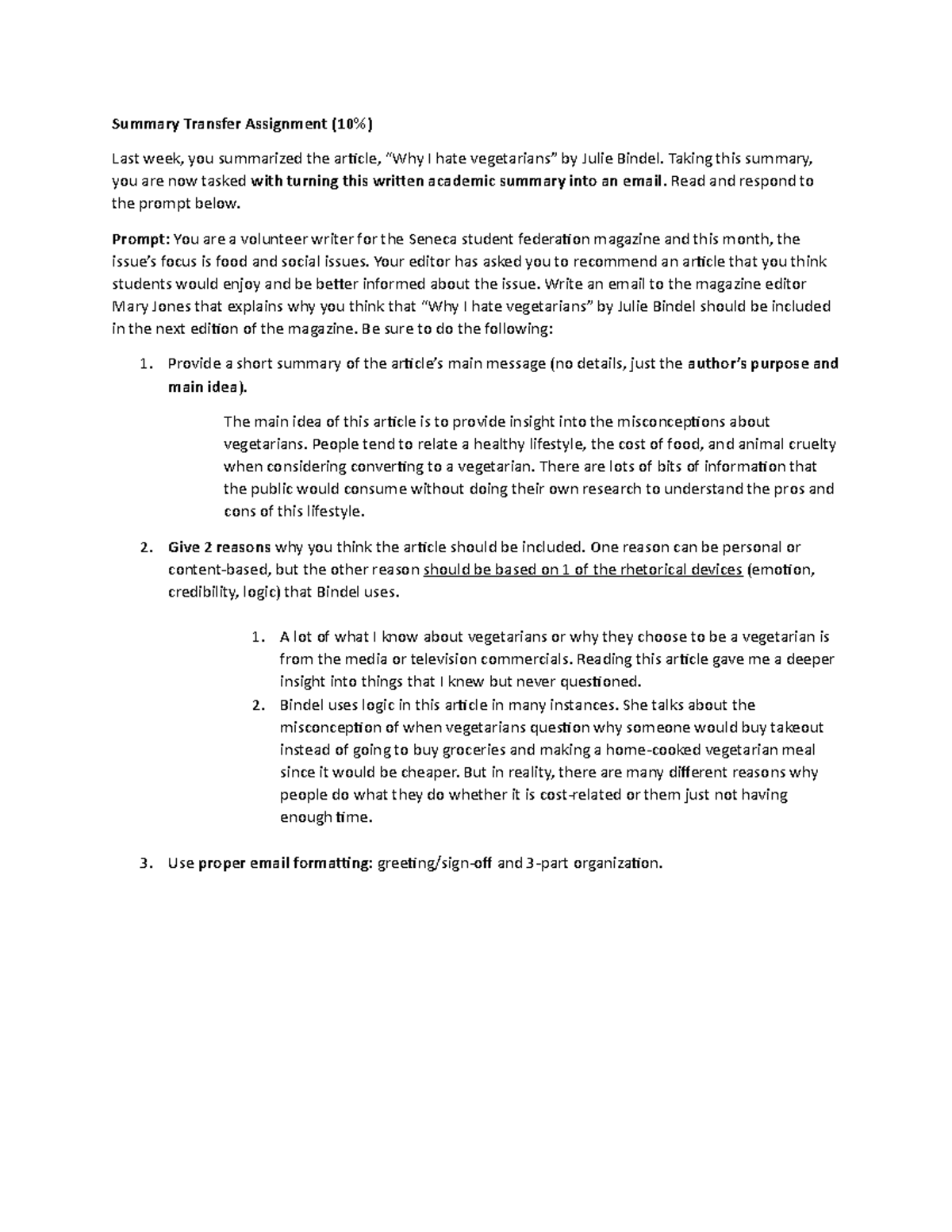 Summary Transfer Assignment - Taking this summary, you are now tasked ...