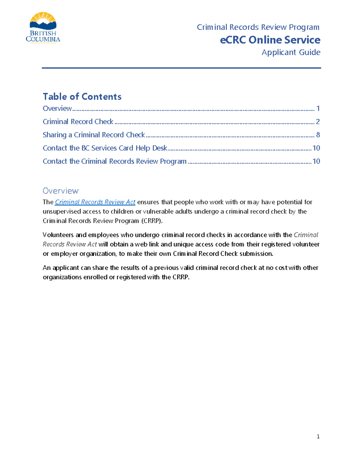 Ecrc online service - user guide 2021 - eCRC Online Service Applicant ...