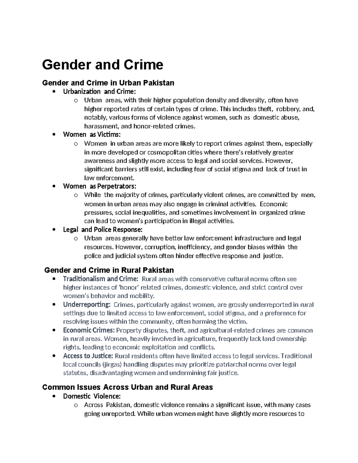 Gender and Crime - Gender and Crime Gender and Crime in Urban Pakistan ...