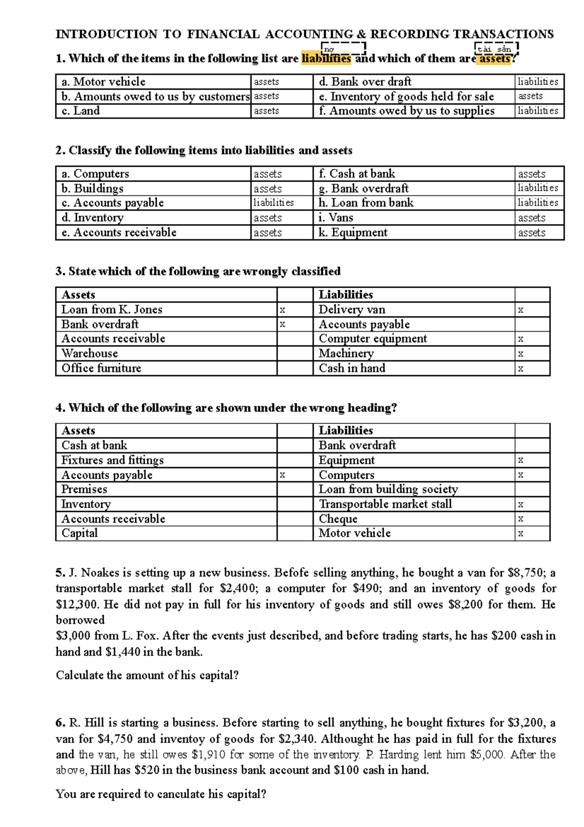 1.-Exercises - INTRODUCTION TO FINANCIAL ACCOUNTING & RECORDING ...