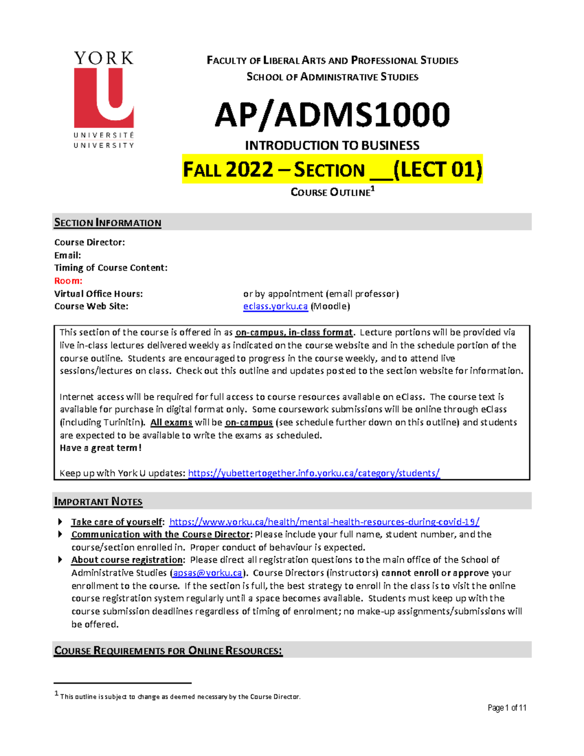 ADMS-100 0-Course-Outline-F22 -Generic-Revised-Aug-26-2022 - Page 1 of ...