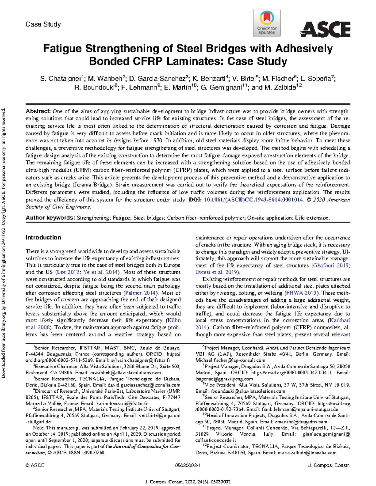 (ASCE)CC - Good article - Case Study Fatigue Strengthening of Steel ...