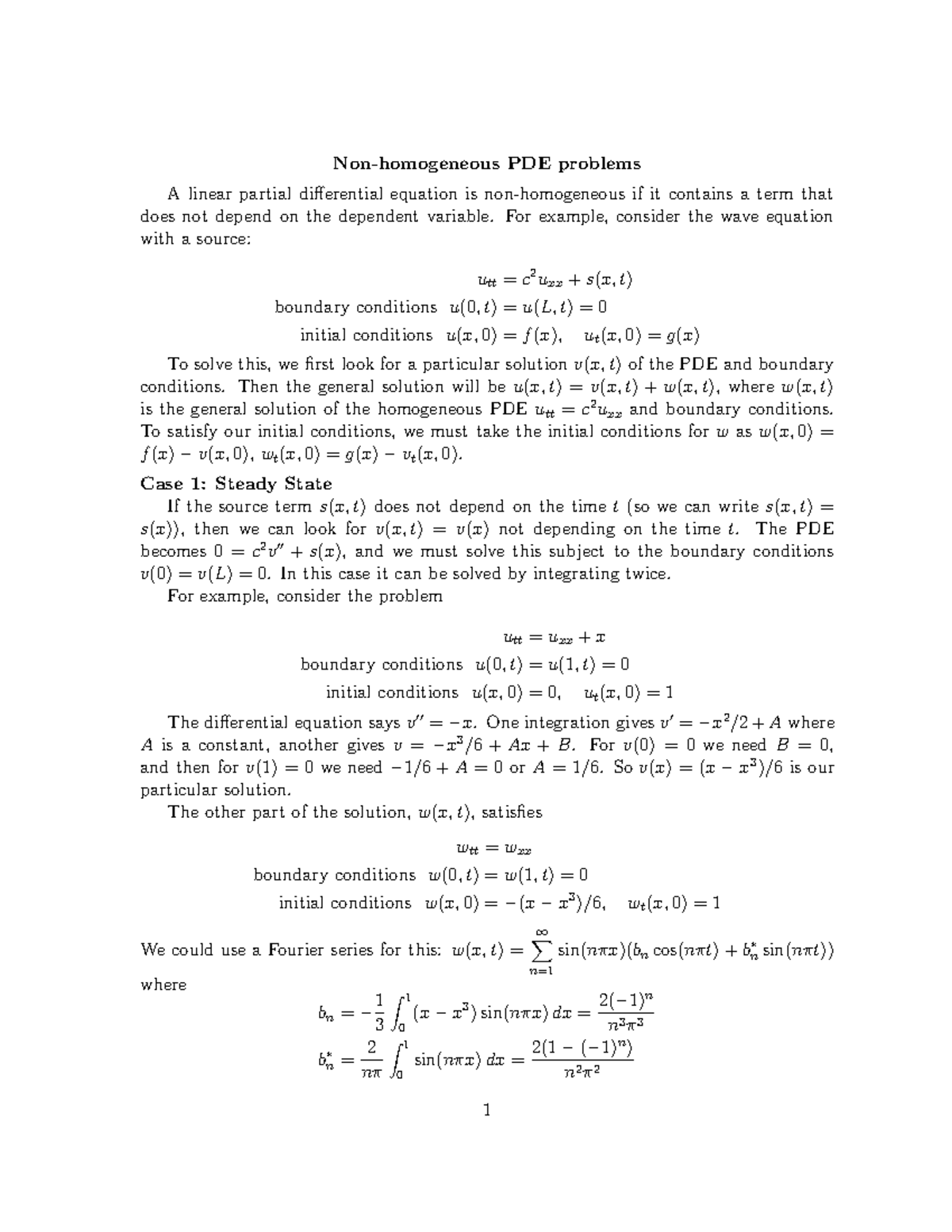 Nonhomog PDEs (dragged) - Non-homogeneous PDE problems A linear partial ...
