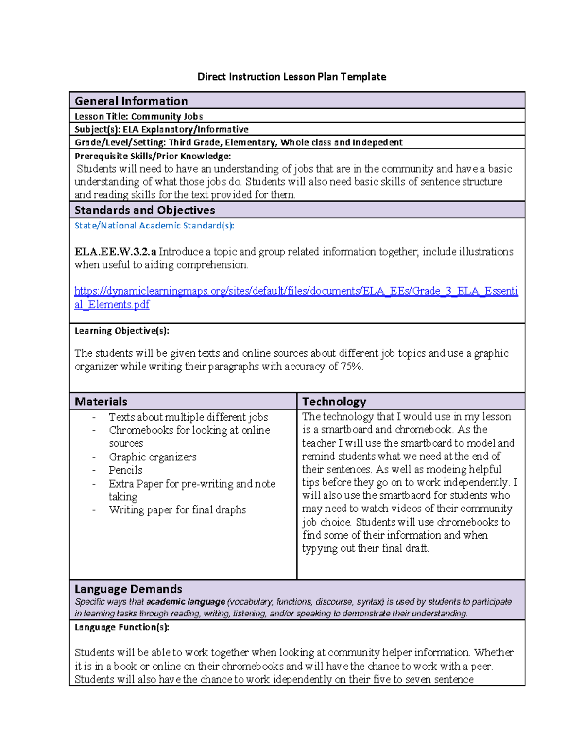 Lp direct instruction lesson plan template - Direct Instruction Lesson ...