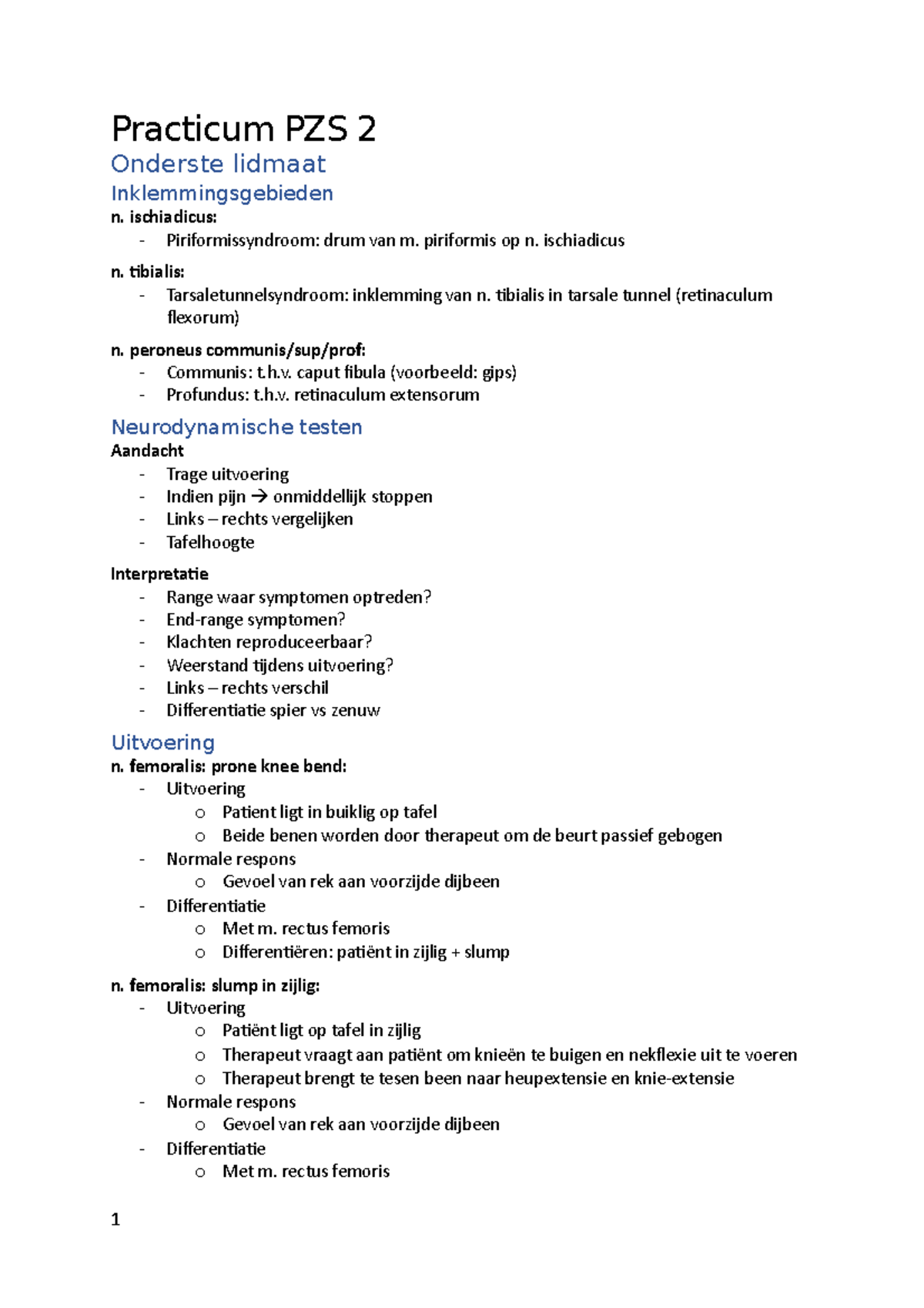 Practicum PZS 2 - ischiadicus: - Piriformissyndroom: drum van m ...