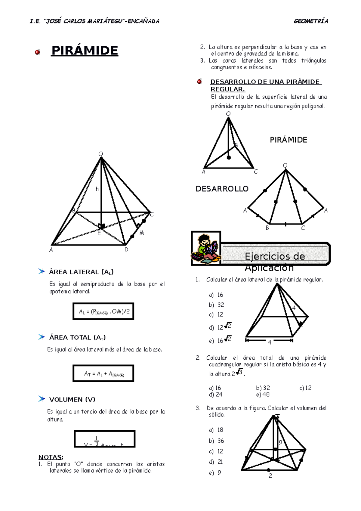 Pirámide Regular para Cuarto de Secundaria - PIRÁMIDE ÁREA LATERAL (AL ...