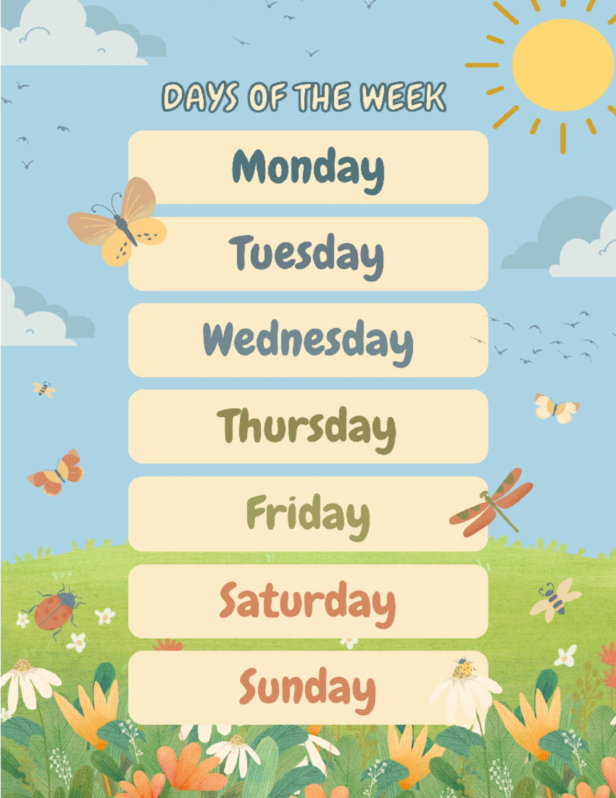 DAYS OF THE WEEK - A poster about the days of the week. - Bachelor of ...