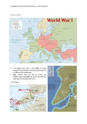 What is History Intro to WW1 Lecture Notes-1-1 - International history ...
