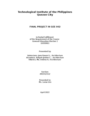 GEE 003 - this documents are for lecture and reviewer - General Elective 2 - Studocu