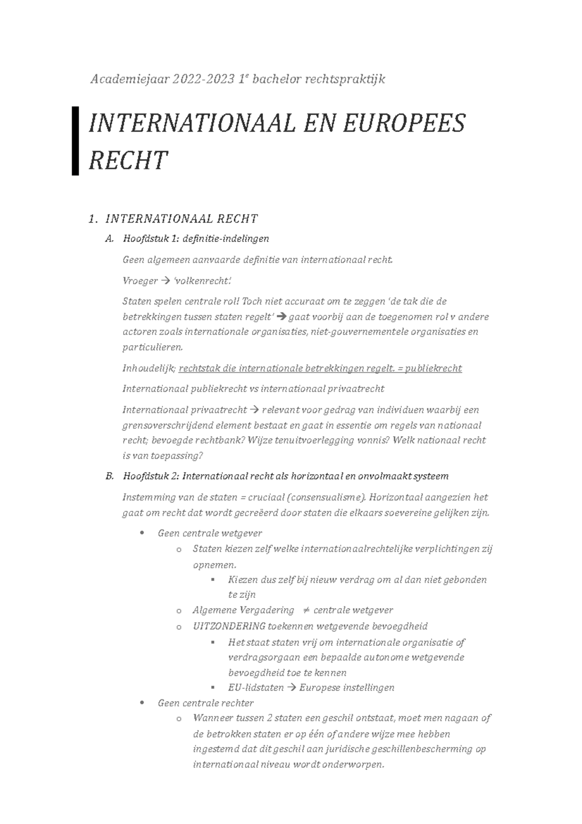Internationaal en europees recht eigen sv - Academiejaar 2022-2023 1e ...