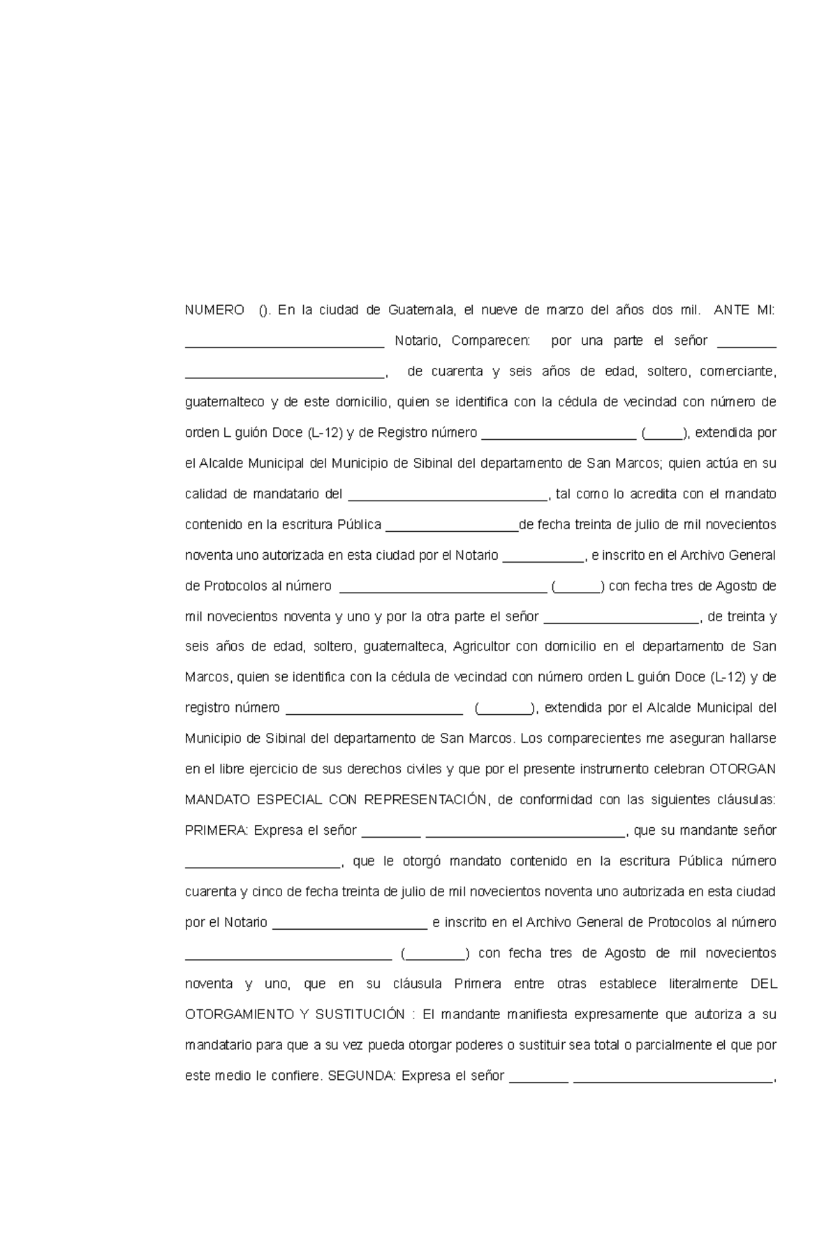 46.mandato especial con representación - Derecho Notarial II - USAC ...