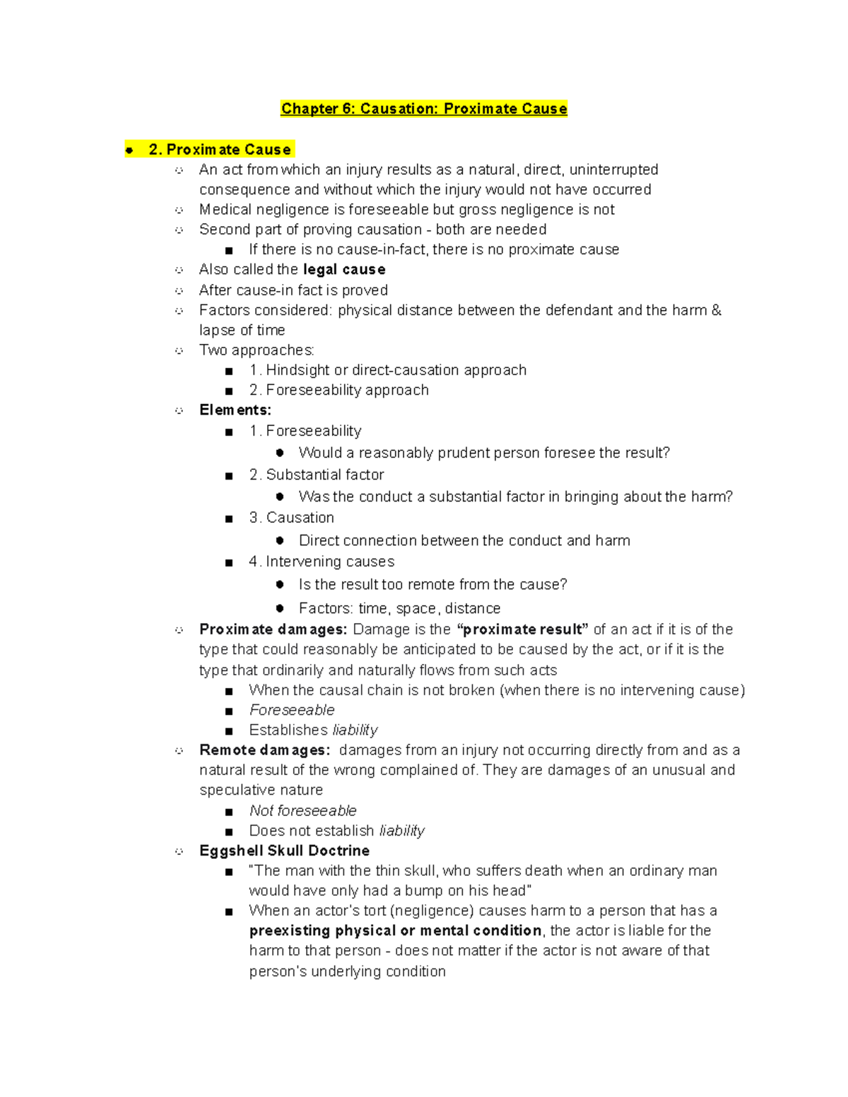Week 8 Causation Proximate Cause - Chapter 6: Causation: Proximate Cause 2. Proximate Cause An ...