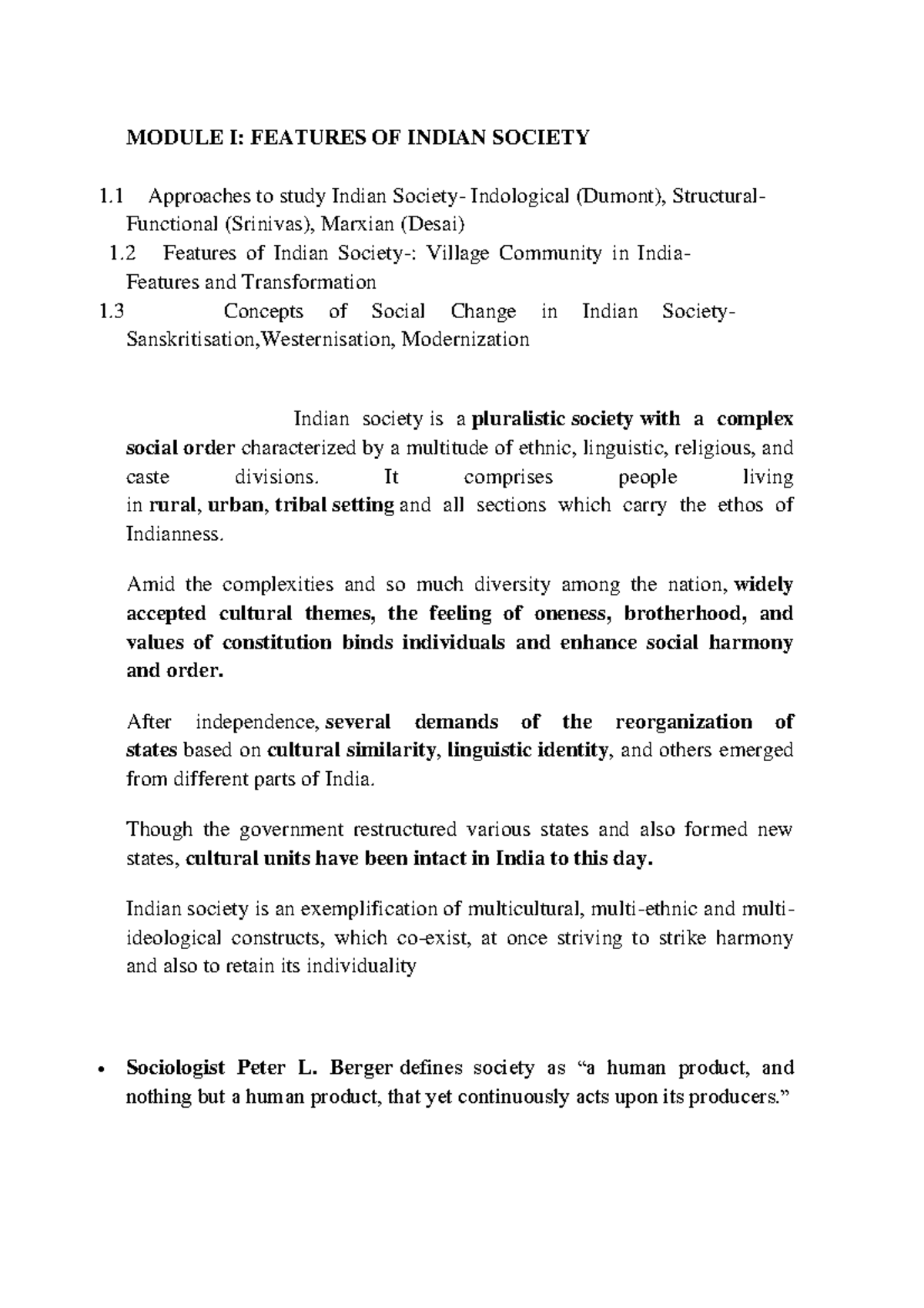 Module I I BA Second SEM-converted - MODULE I: FEATURES OF INDIAN ...