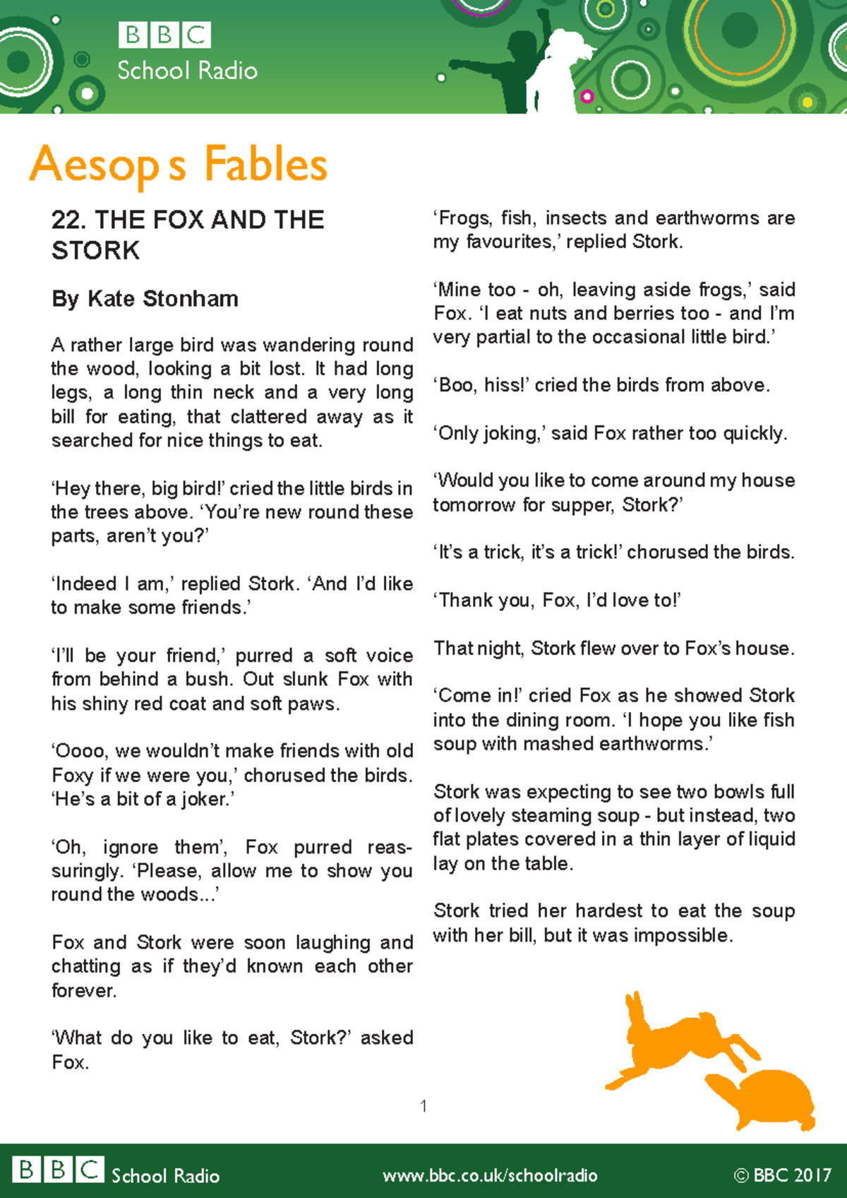 22 fox and stork - N/A - School Radio bbc.co/schoolradio © BBC 2017 ...