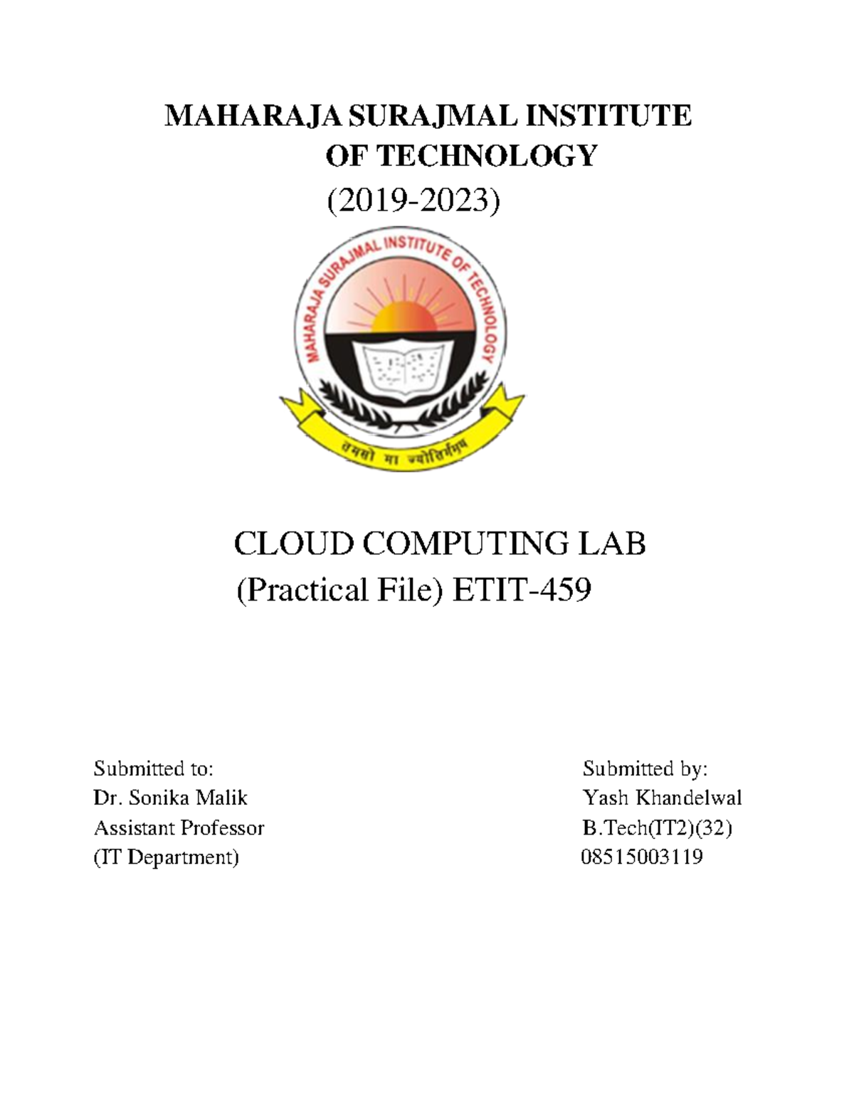 Cloud computing Practical File - MAHARAJA SURAJMAL INSTITUTE OF ...