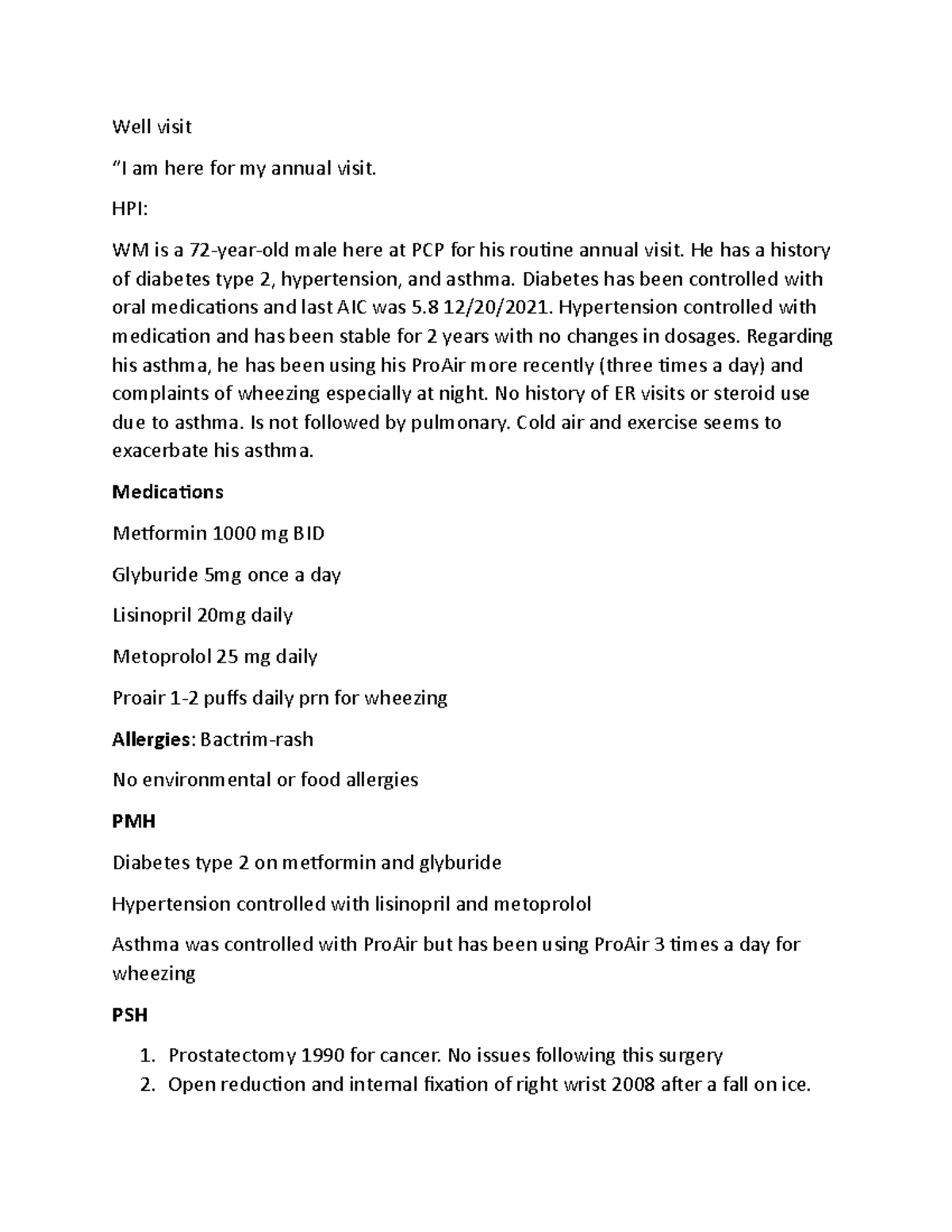 Well visit summer 2023 - Neurology - Well visit “I am here for my ...