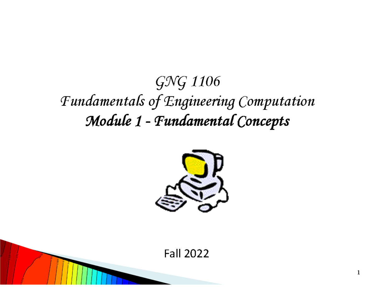 GNG1106Module 1Fundamental Concepts 1 - GNG 1106 Fundamentals of Engineering Computation Module ...