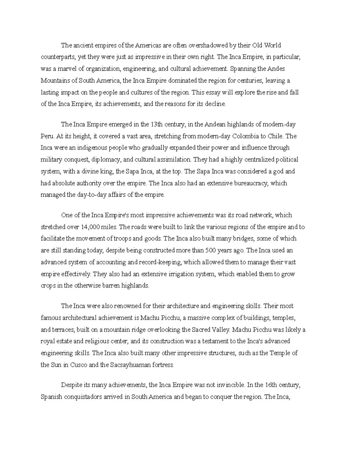 The ancient empires of the Americas - Essay - The ancient empires of ...