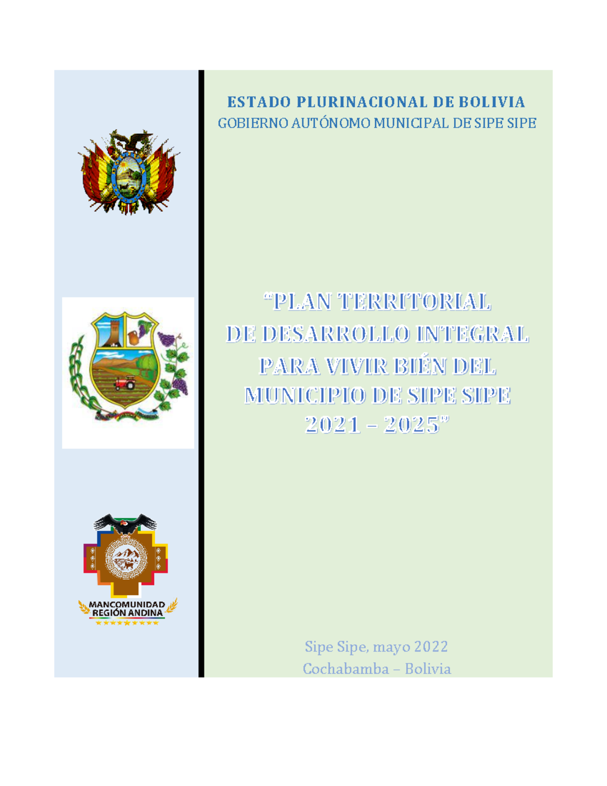 PTDI-GAM DE SIPE SIPE 2021-2025 - ESTADO PLURINACIONAL DE BOLIVIA ...