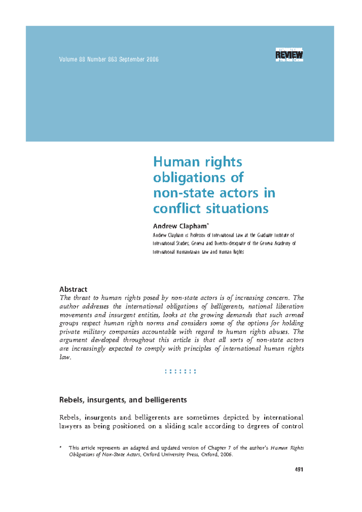 Irrc 863 3 - Human rights obligations of non-state actors in conflict ...