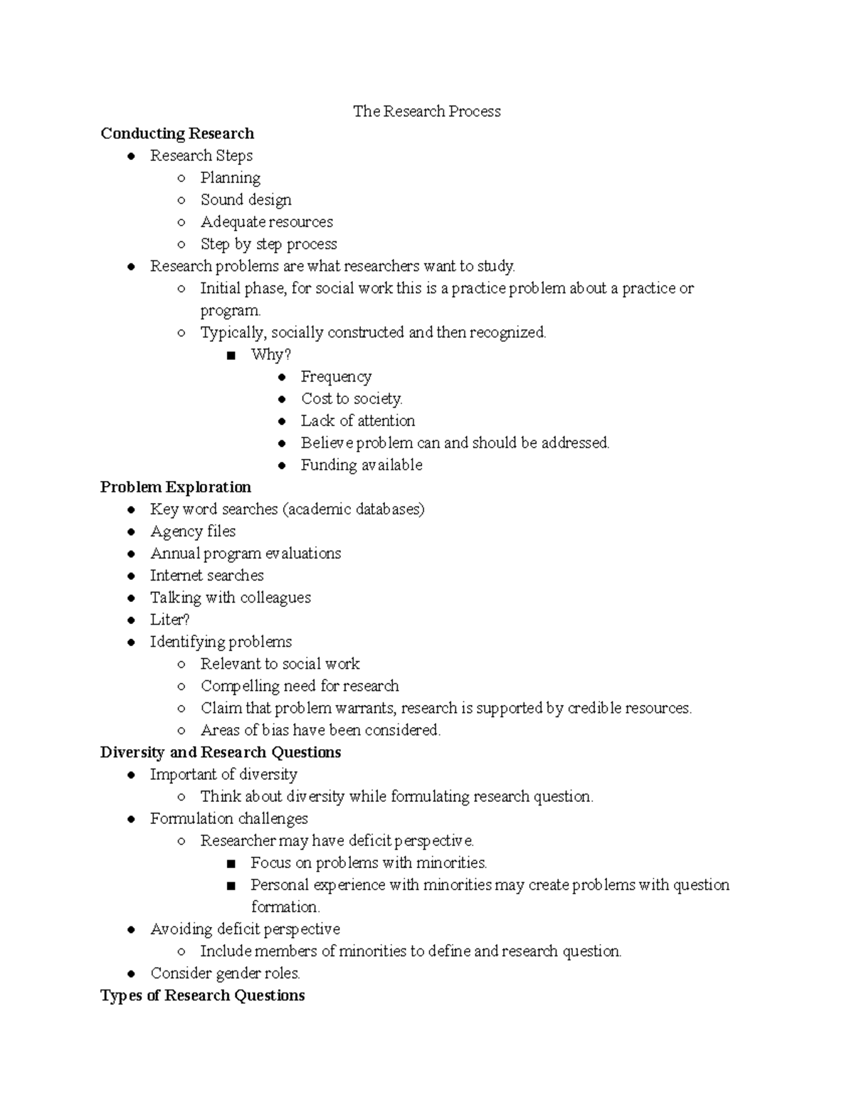 Soc Wk 3410- Research Process - The Research Process Conducting ...