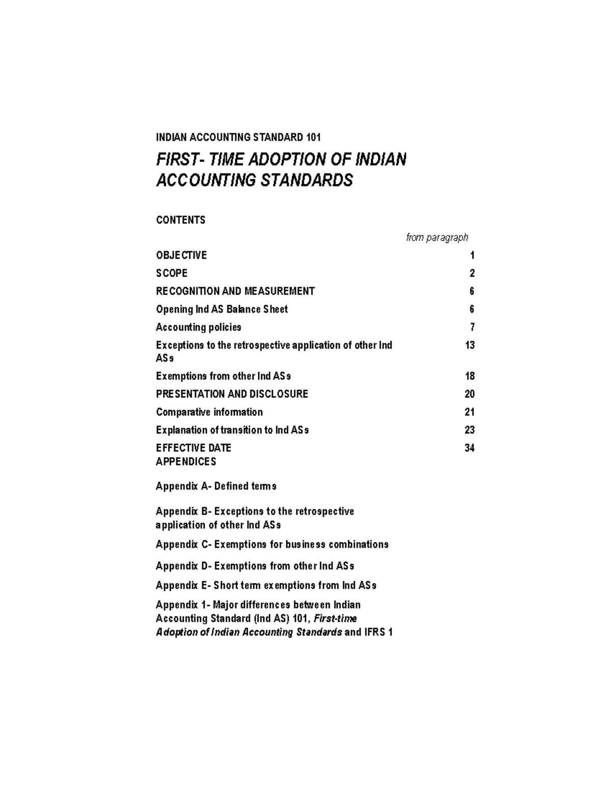 1 Ind AS 101 First-time Adoption of Indian Accounting Standards ...
