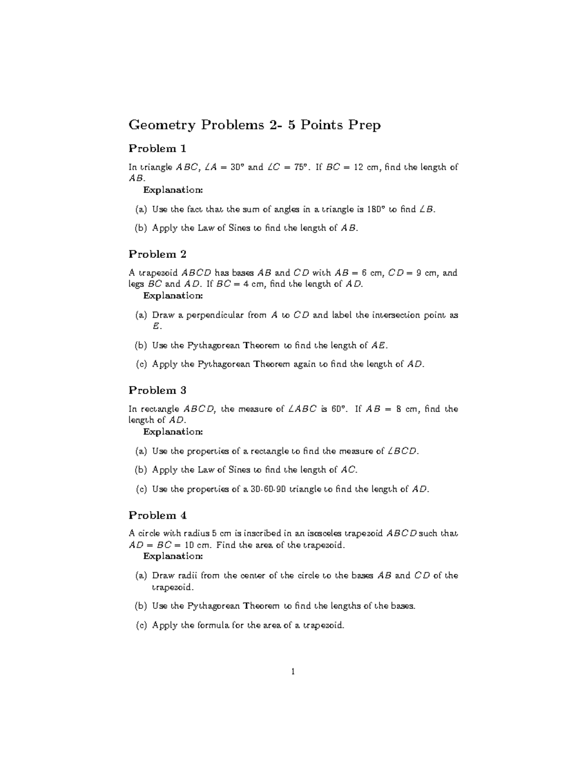 Sat act prep (15) - aSat act prep (15) - Geometry Problems 2- 5 Points ...