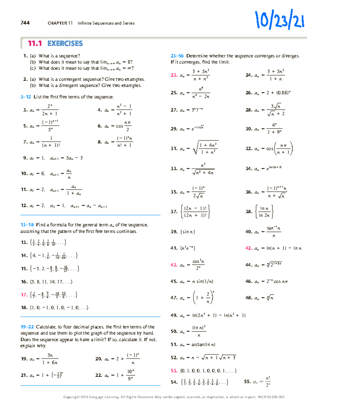 Sequences HW - 744 CHAPTER 11 Innite Sequences and Series 2 3–56 ...