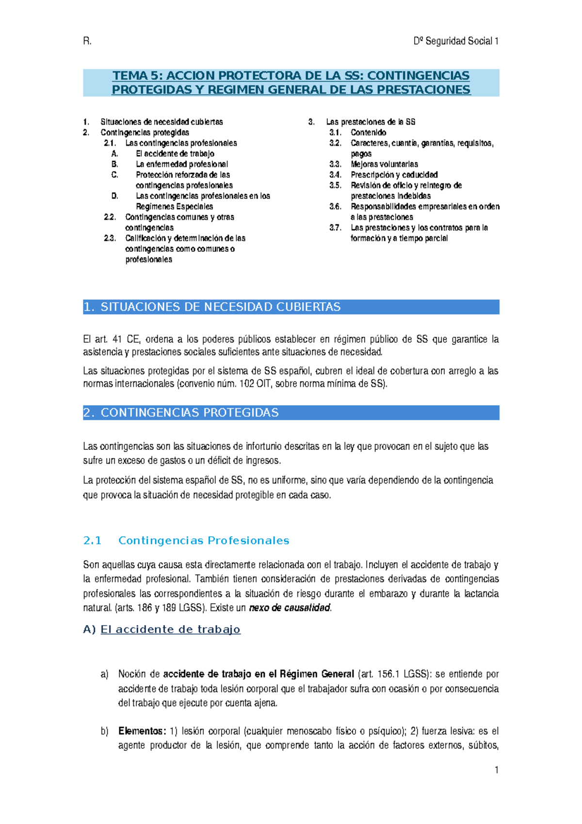 Tema 5 SS - Apuntes t5 - TEMA 5: ACCION PROTECTORA DE LA SS ...