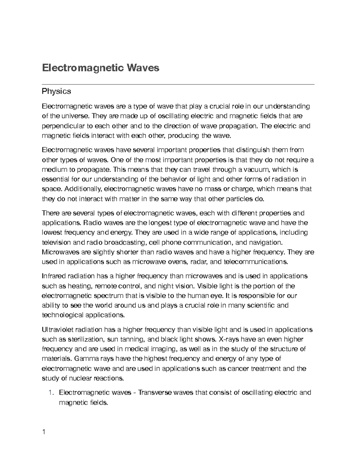 Electromagnetic Waves Notes - Electromagnetic Waves Physics ...