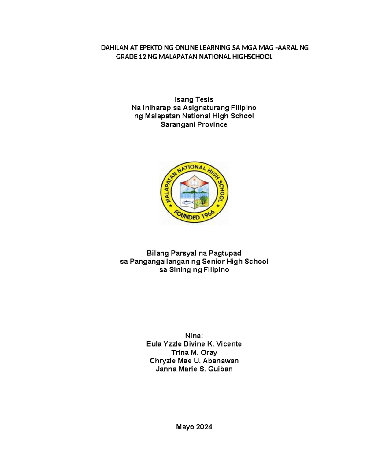 Molina-Example - its all about reference of RRL - DAHILAN AT EPEKTO NG ...