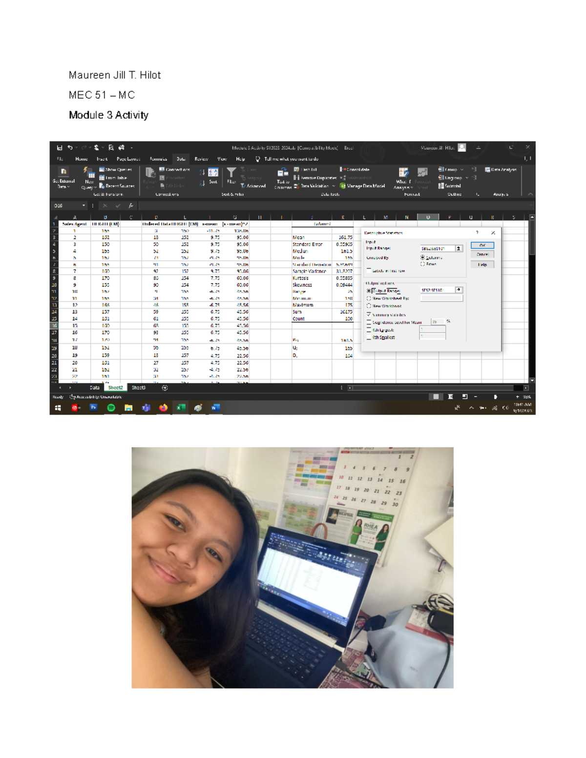 Hilot MEC51 Module-3-Descriptive-Data-Analysis-Activity - Maureen Jill T. Hilot MEC 51 – MC ...