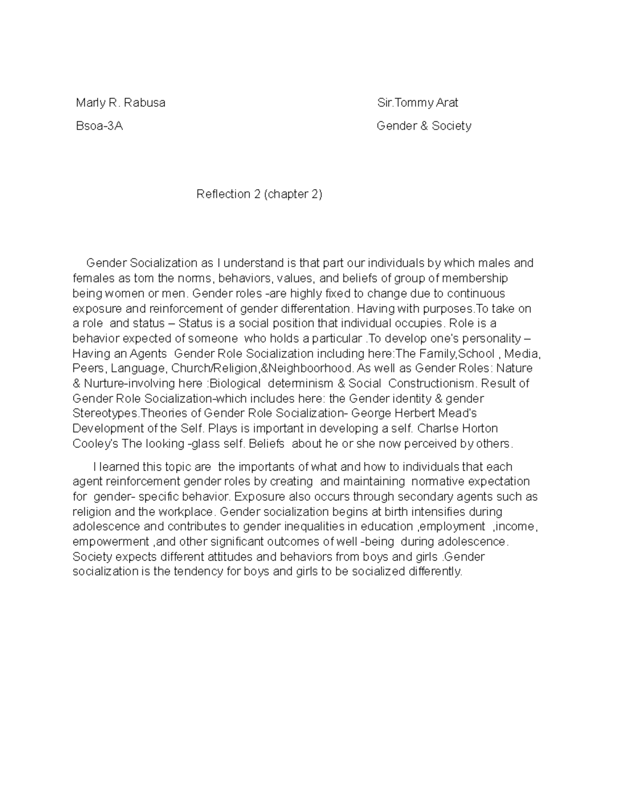 Reflection 2 - materials for 2nd semester. - Marly R. Rabusa Sir Arat ...