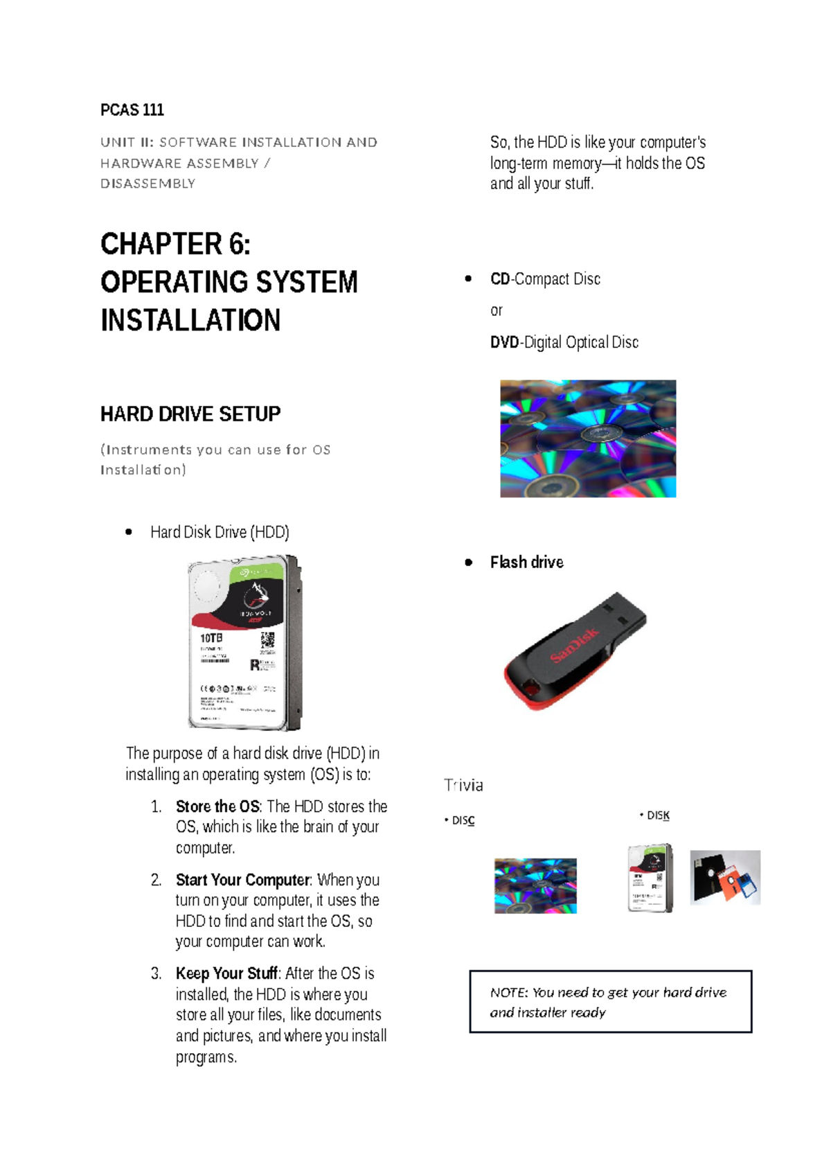 PCAS 111 ( Midterm Reviewer) - PCAS 111 UNIT II: SOFTWARE INSTALLATION ...
