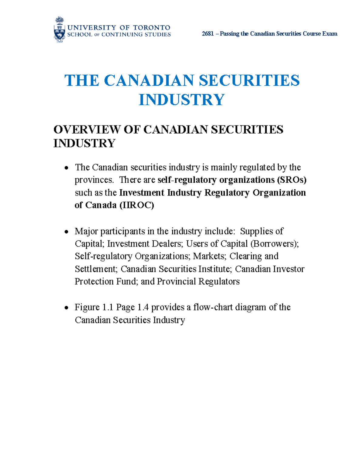 CSC Level 1 - Summary of Test 1 - THE CANADIAN SECURITIES INDUSTRY ...