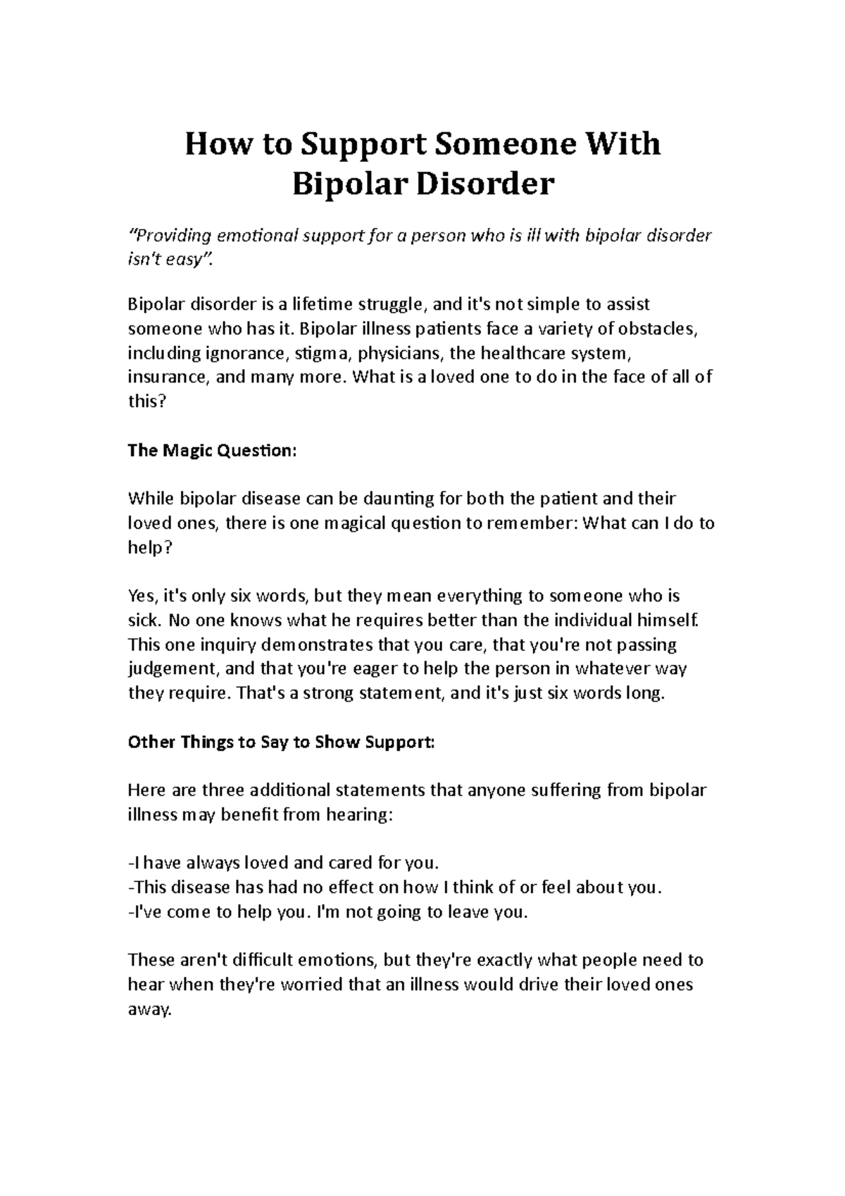How to Support Someone With Bipolar Disorder - Introduction to ...