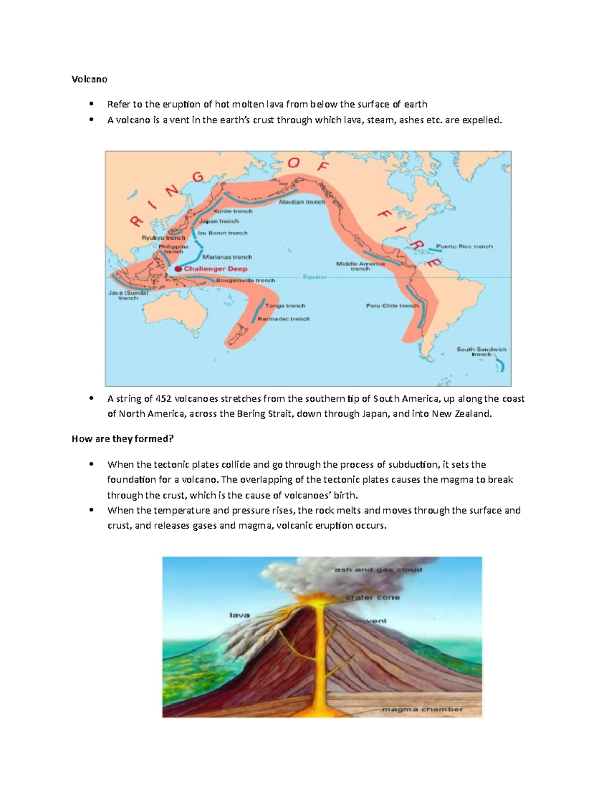 Volcano - Notes - Volcano Refer to the eruption of hot molten lava from ...