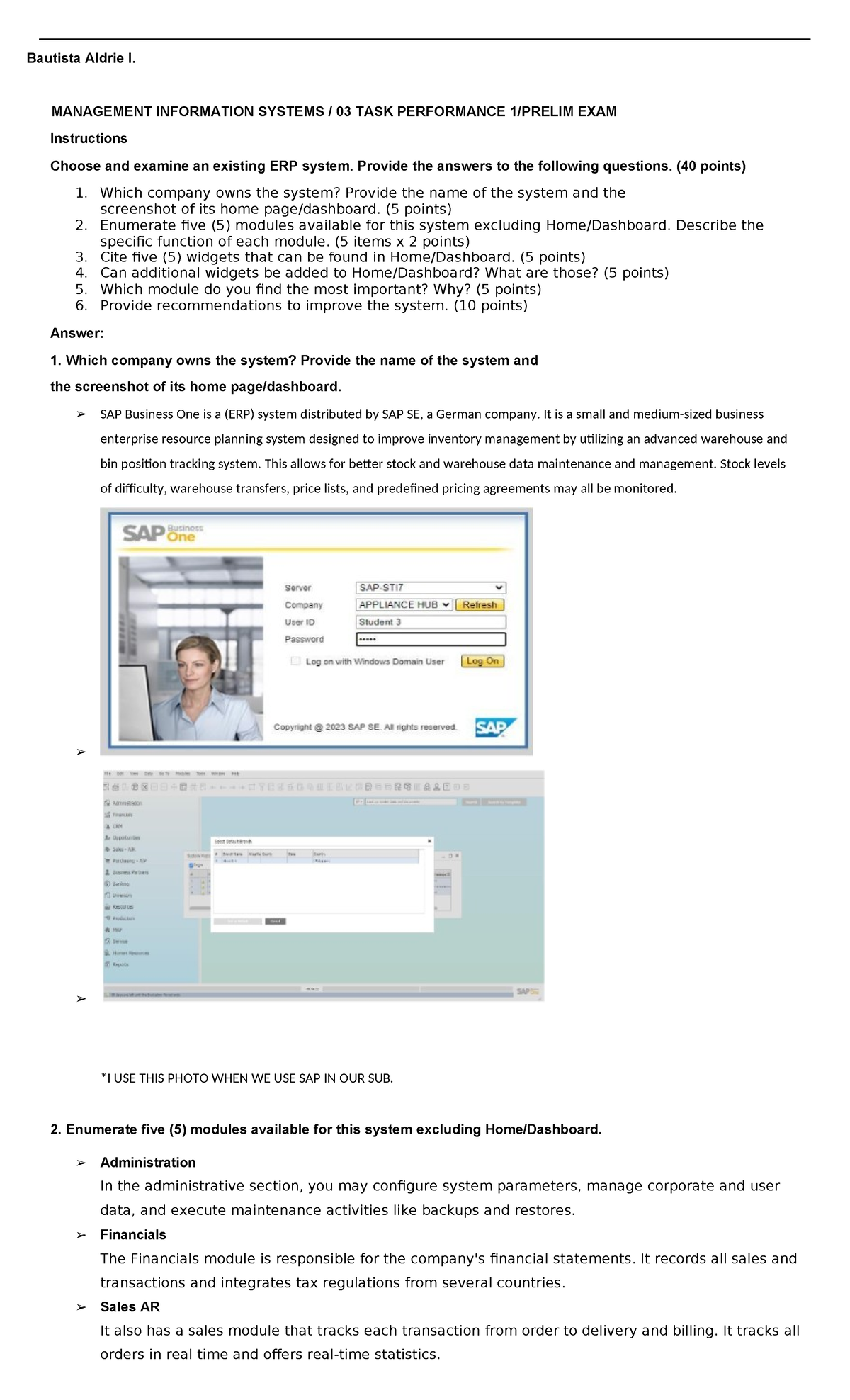 03 Task Performance 1 - ARG Bautista Aldrie I - Bautista Aldrie I. MANAGEMENT INFORMATION ...