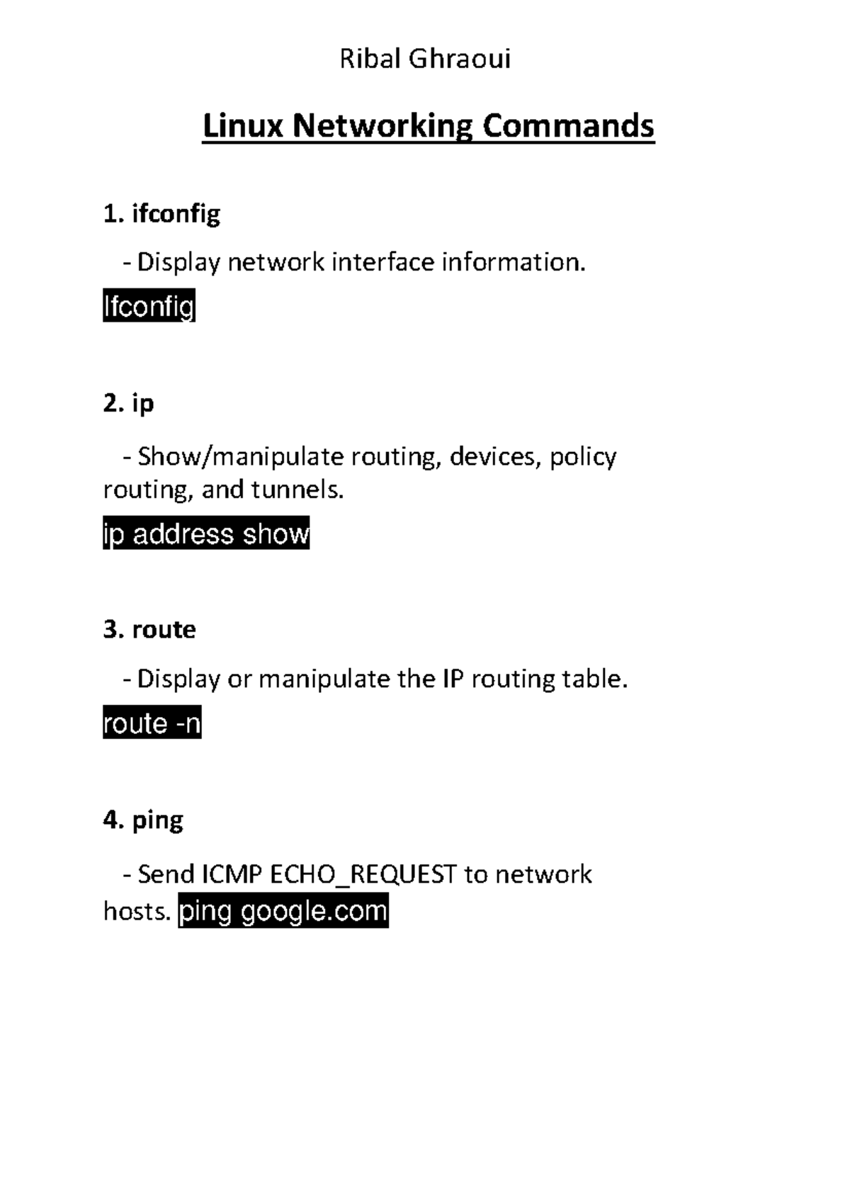 Linux Networking Command Linux Networking Commands Ifconfig Display Network Interface