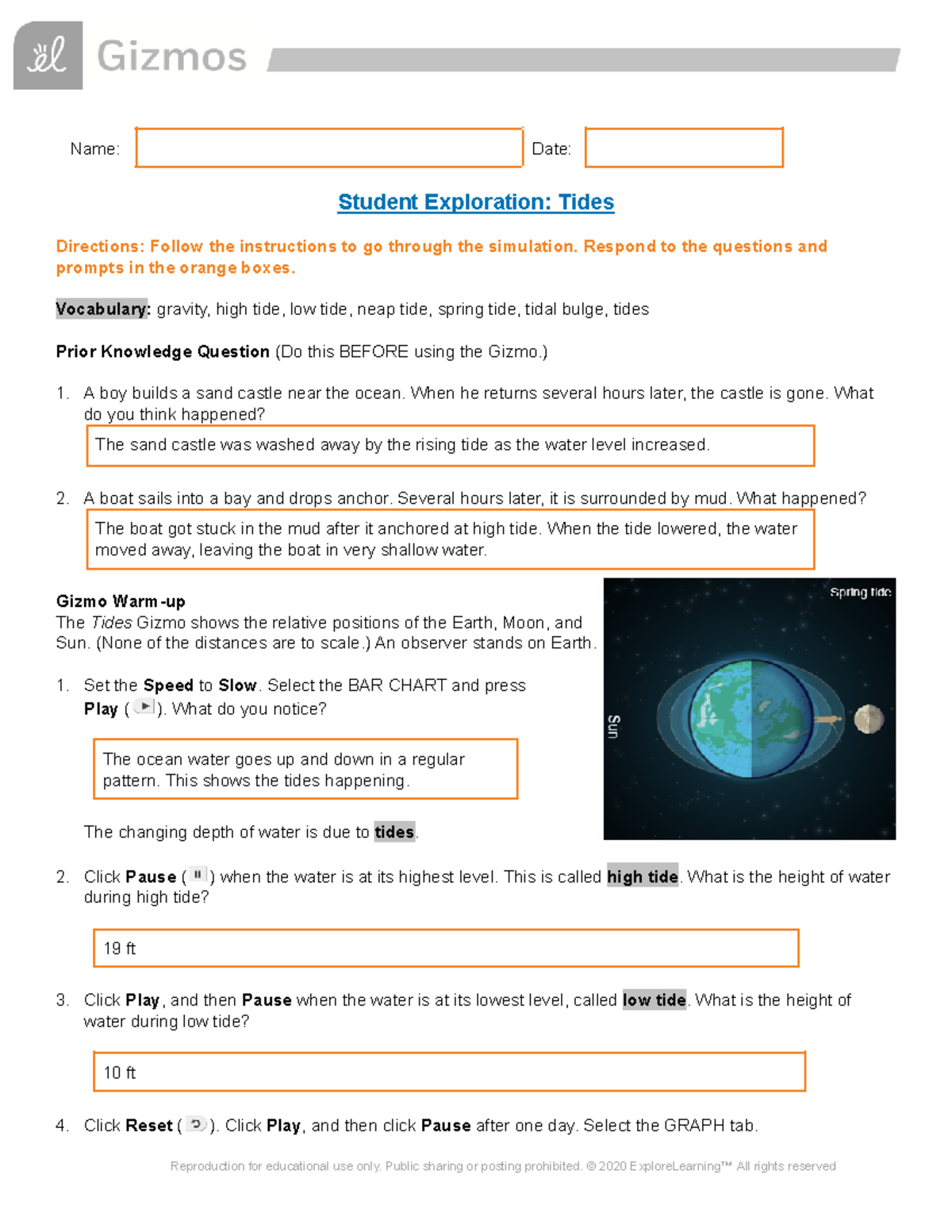 Nathan Davis - Tides Gizmo - 10308447 - Name: Date: Student Exploration ...
