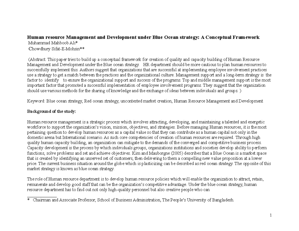 Blueocean HRM - Develop a Blue Ocean Strategy for HR Generate and ...