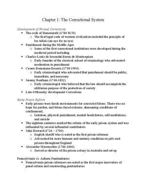 Chapter 1 notes - corrections - Chapter 1: The Correctional System ...
