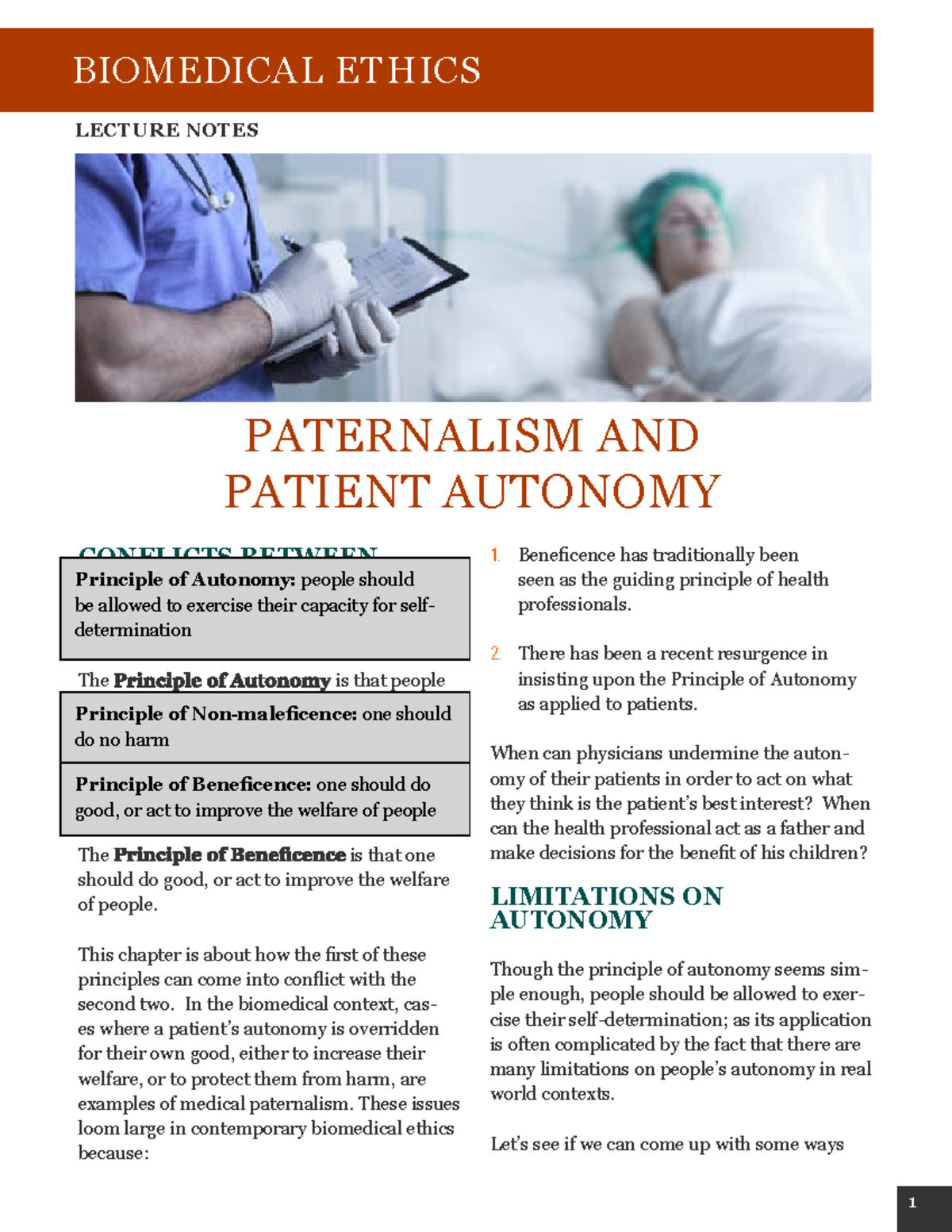 Phi3633 m4 interactive - LECTURE NOTES BIOMEDICAL ETHICS CONFLICTS ...