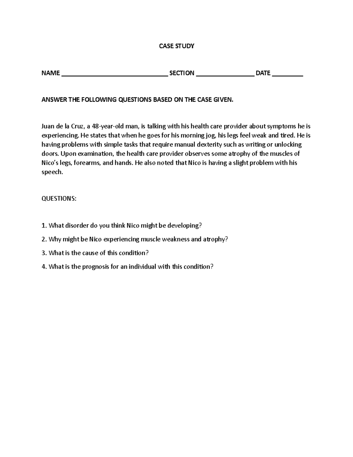 Muscular System - Lecture - CASE STUDY NAME ...